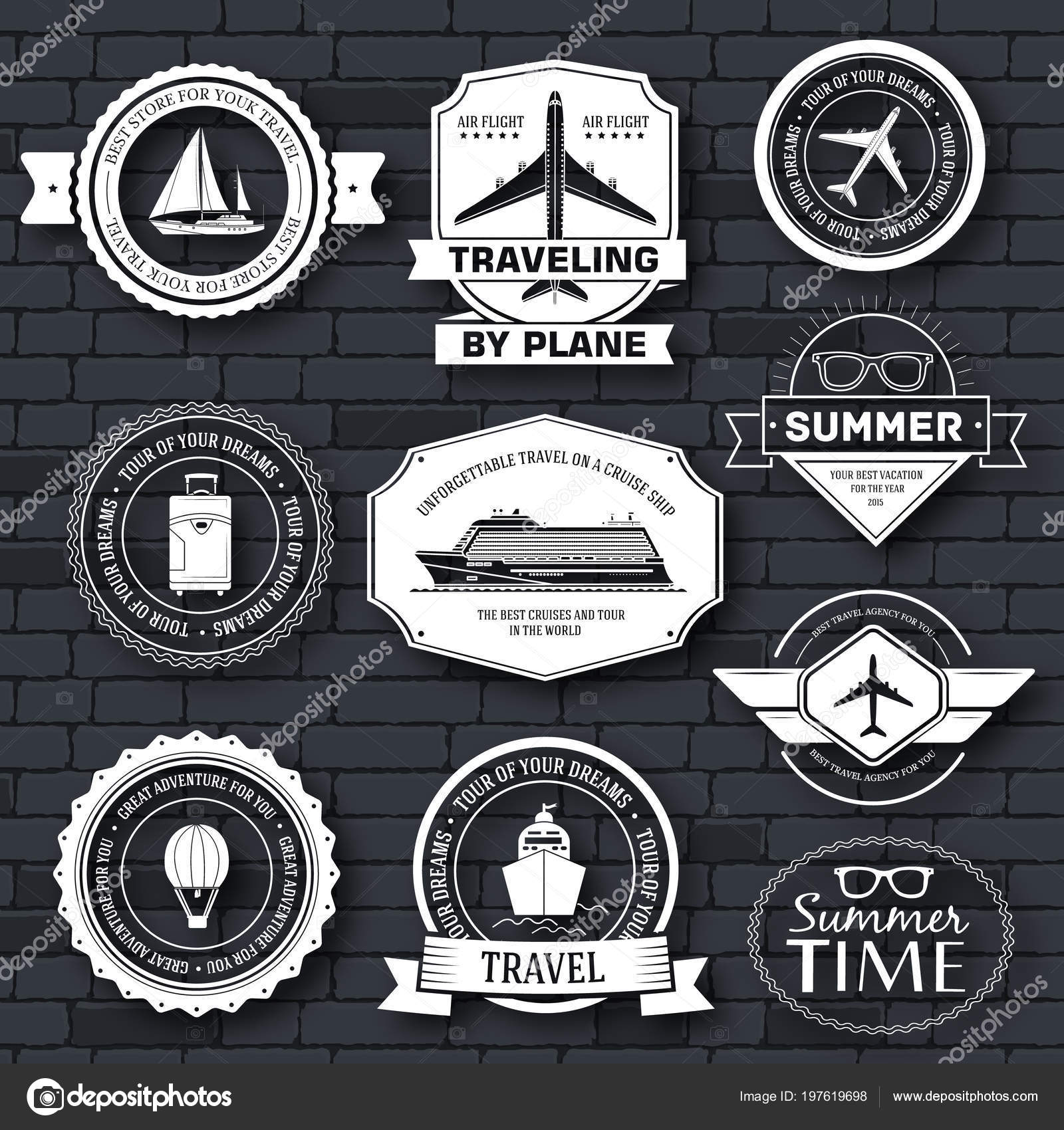 Travel set label template of emblem element for your product or design ...