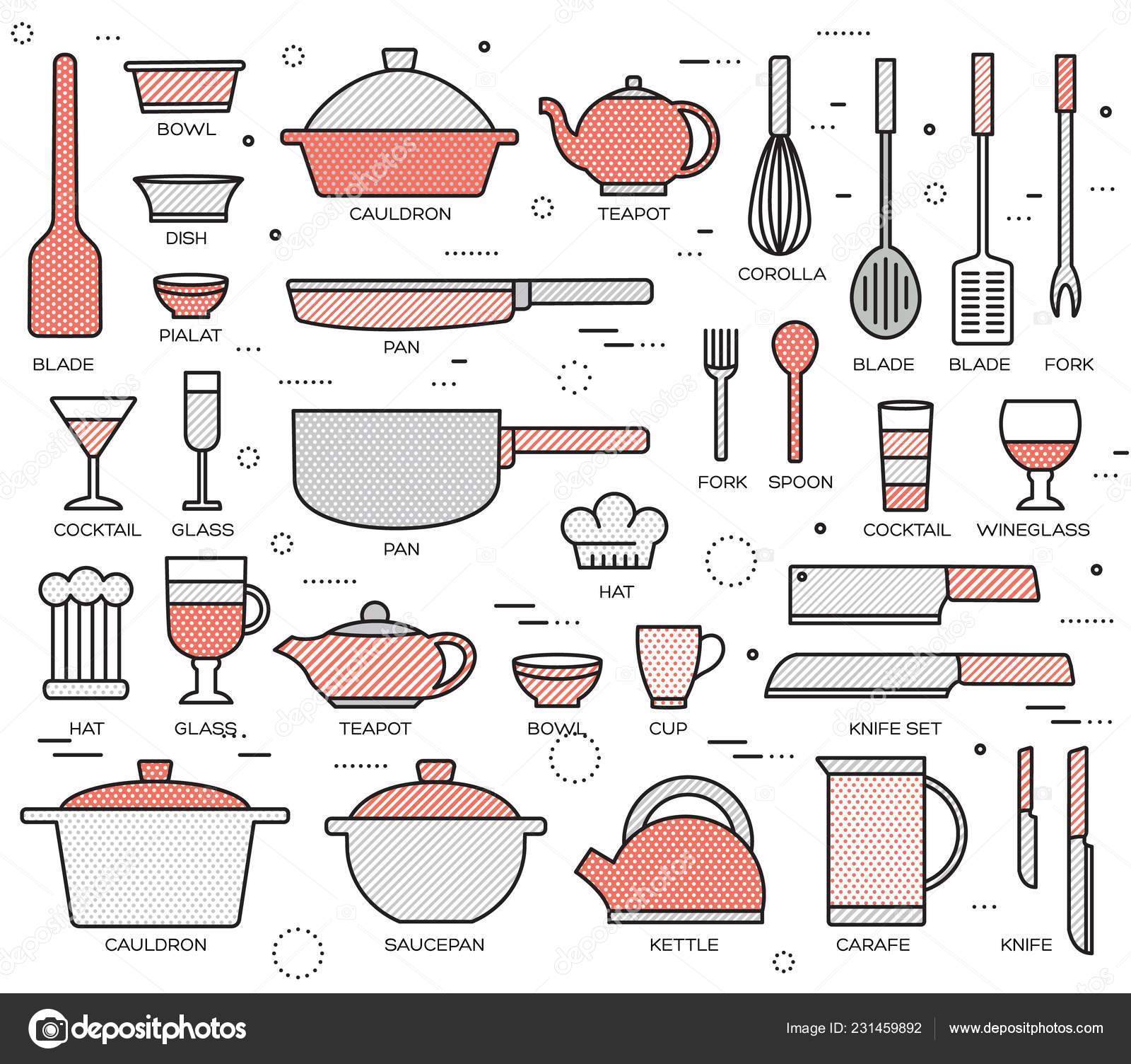 Kitchen Table Cooking House Vector Illustration Web Mobile Flat Thin ...