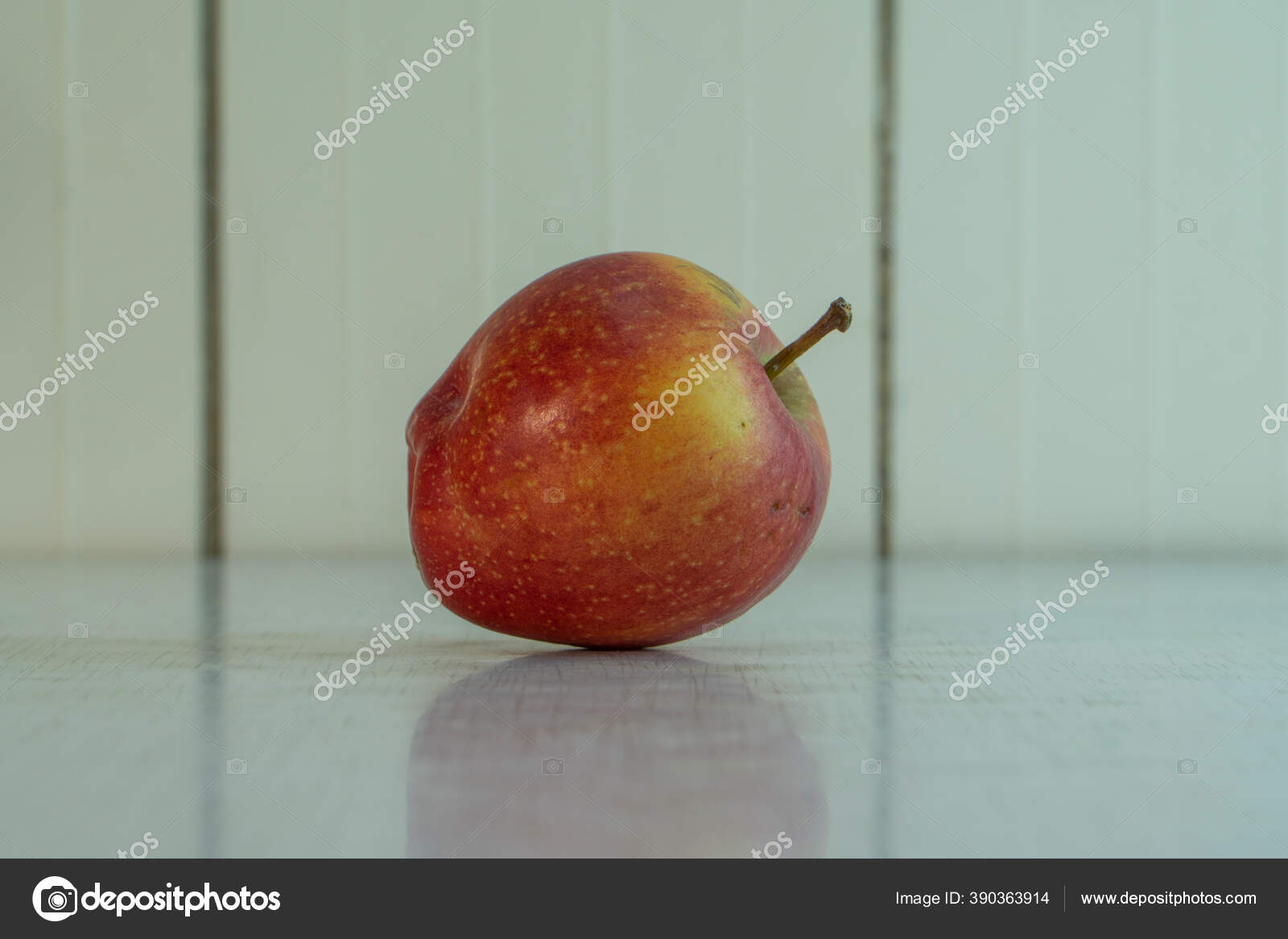 Deformed Red Apple Yellow Spot White Tiles Background Farmers Fruit ...