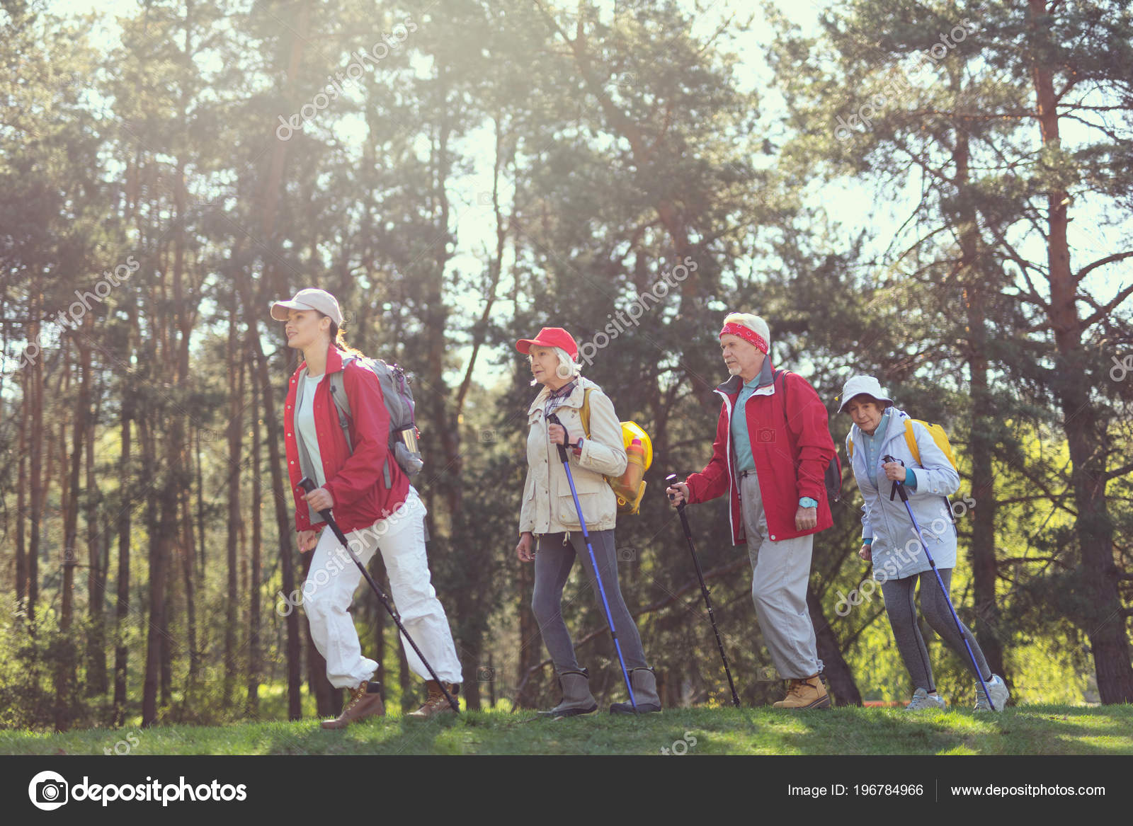 Inspired guide leading her team of hikers Stock Photo by ©yacobchuk1 ...