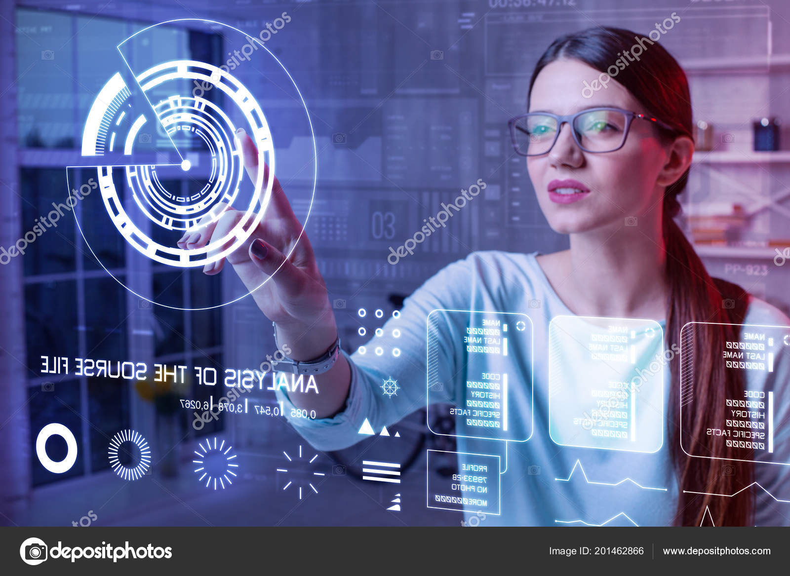 Progressive teacher touching the diagram on the screen Stock Photo by ...