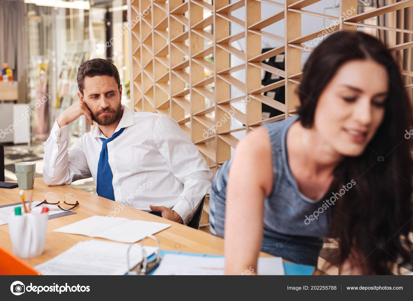 Inspired boss looking at his female worker — Stock Photo © yacobchuk1 ...