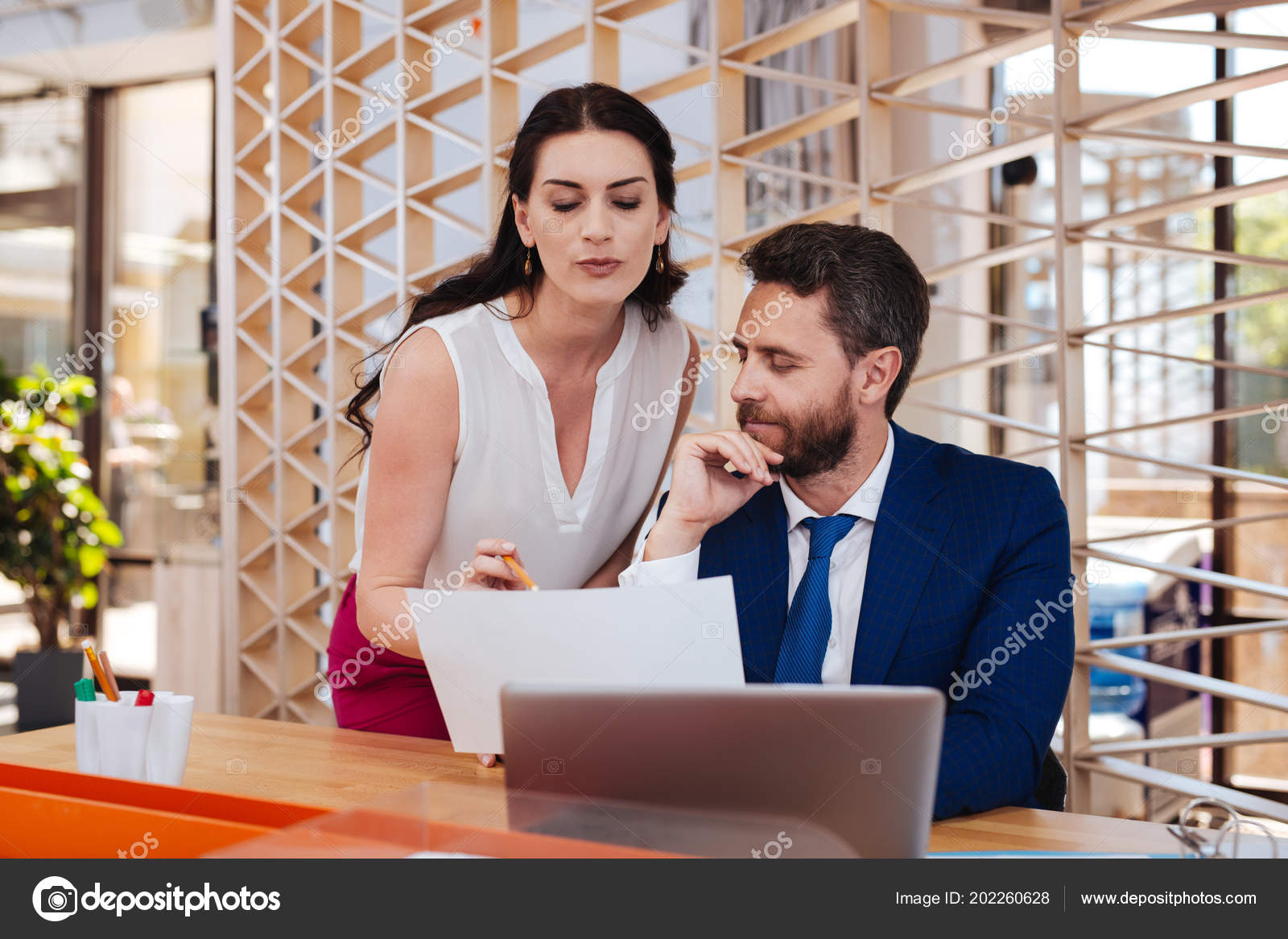 Excited woman flirting with her boss — Stock Photo © yacobchuk1 #202260628