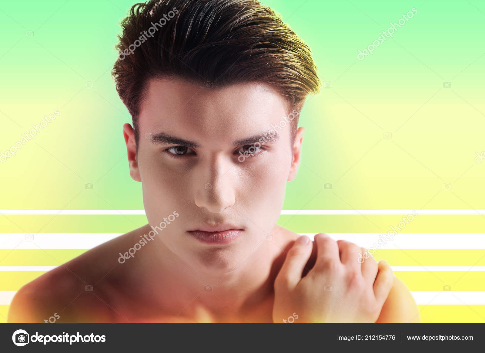 Handsome sportsman touching his shoulder after getting a trauma — Stock ...