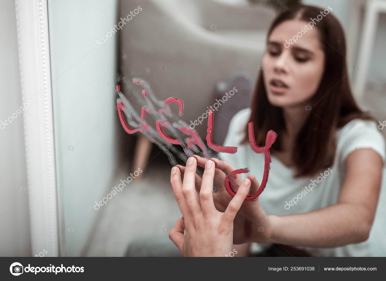 Woman feeling oppressed with standards of beauty — Stock Photo ...