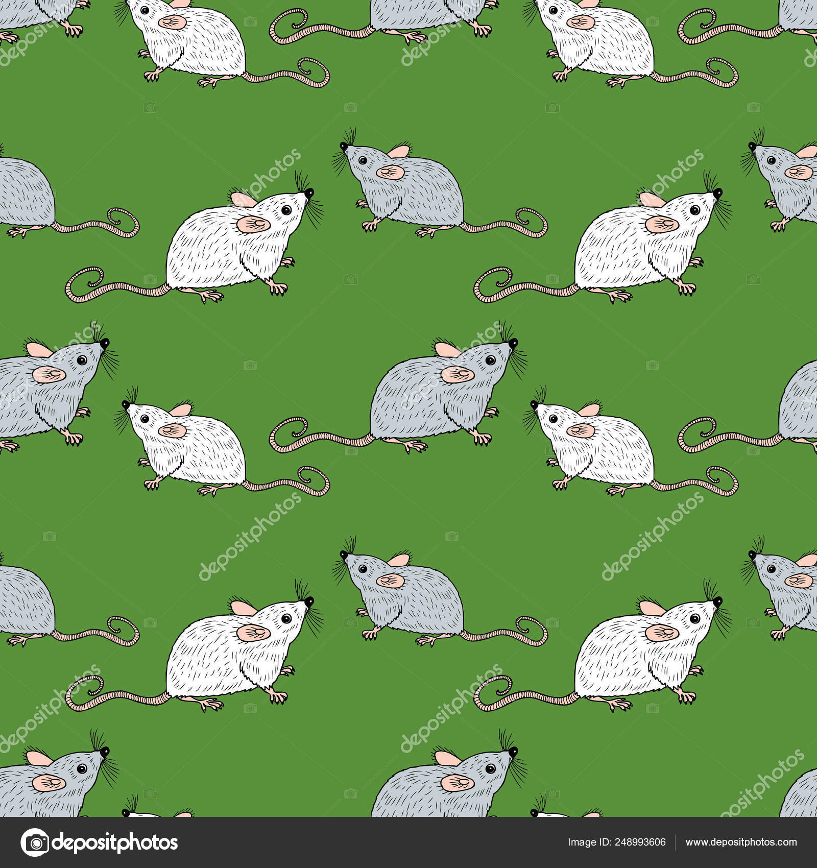 Seamless Background White Gray Rats Stock Vector Image by ...