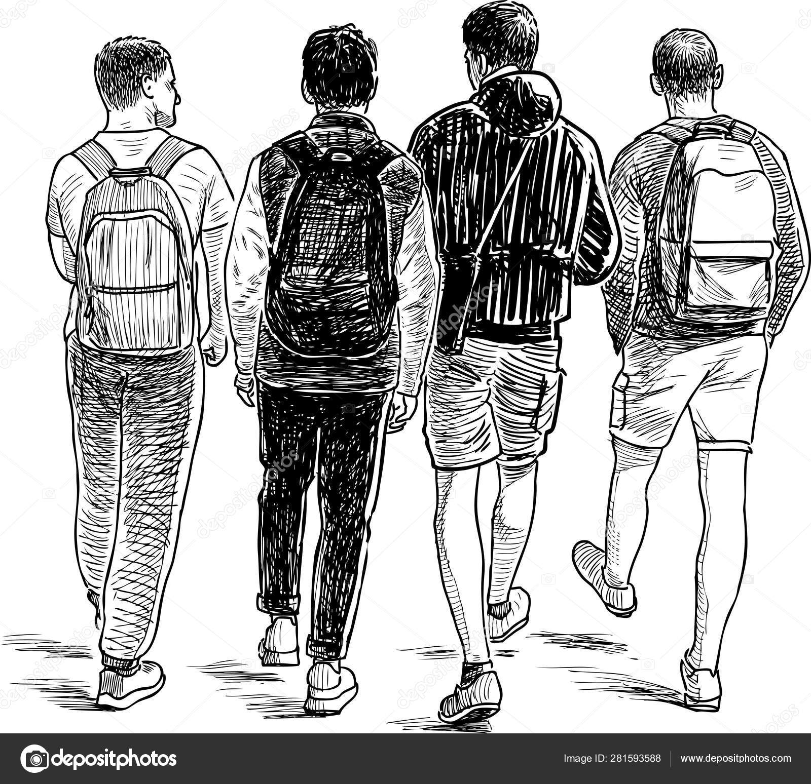 Sketch Students Boys Walking Street Stock Vector by ©chronicler101 ...