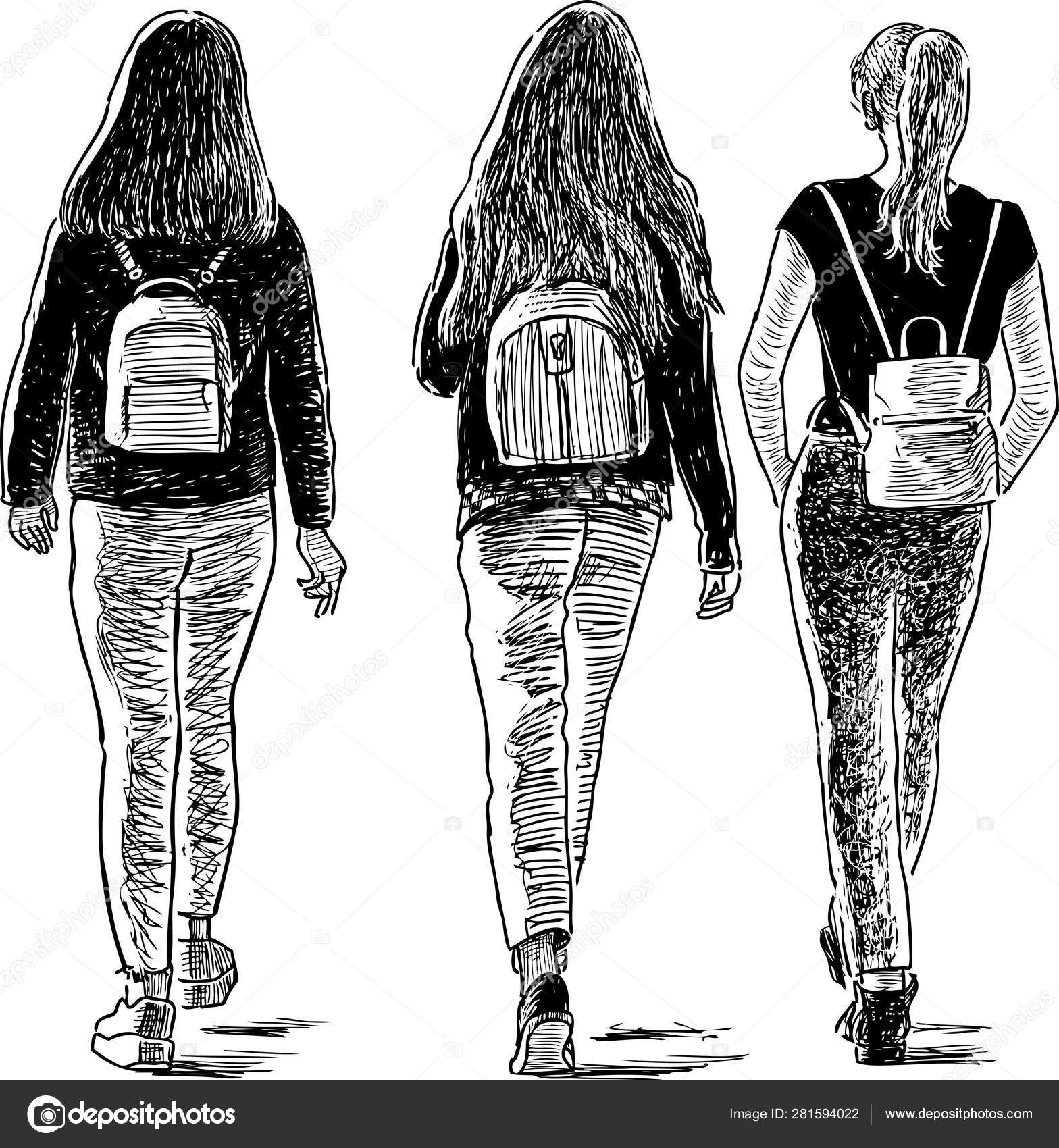 Girl Walking Away Sketch