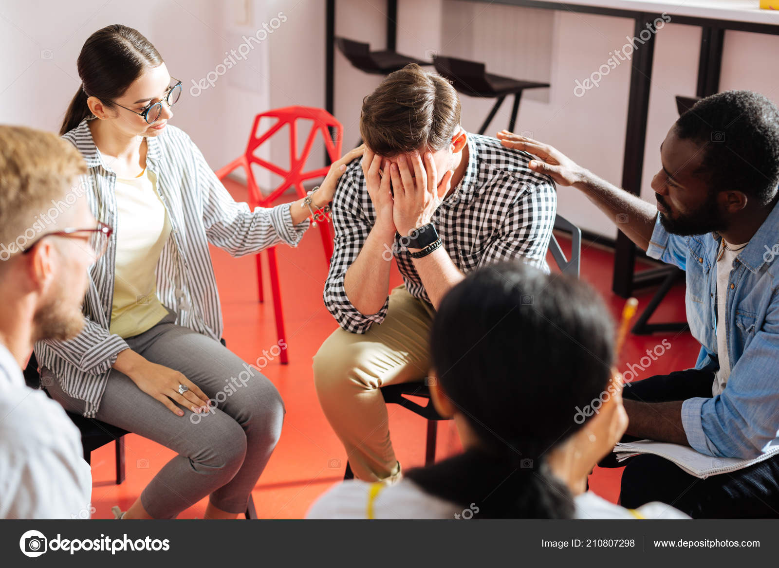 People Crying Together Stock Photo