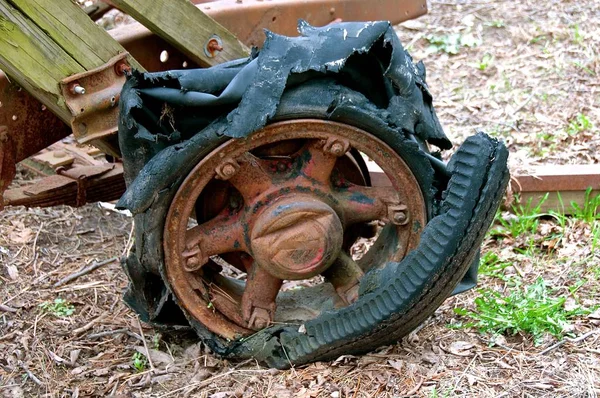 Old Unidentifiable Rusty Tractor Rotten Disintegrated Tire Left Salvage ...