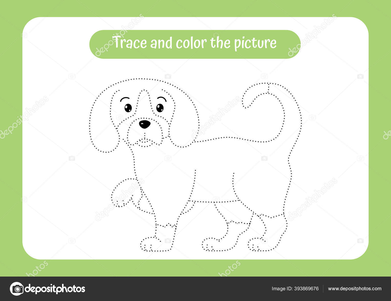 Little Puppy Trace Color Picture Children Educational Game Handwriting ...