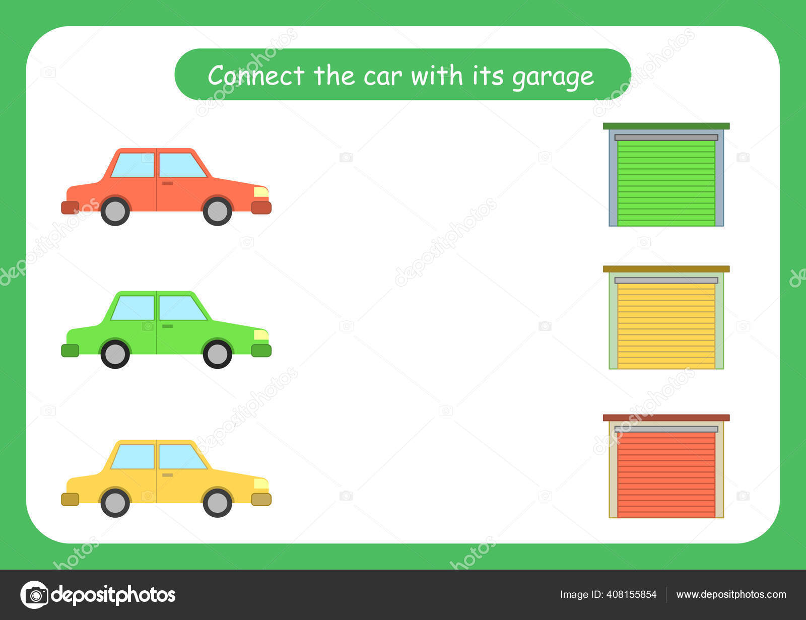 Worksheet Kids Preschool Activities Help Each Car Find Its Own Stock ...