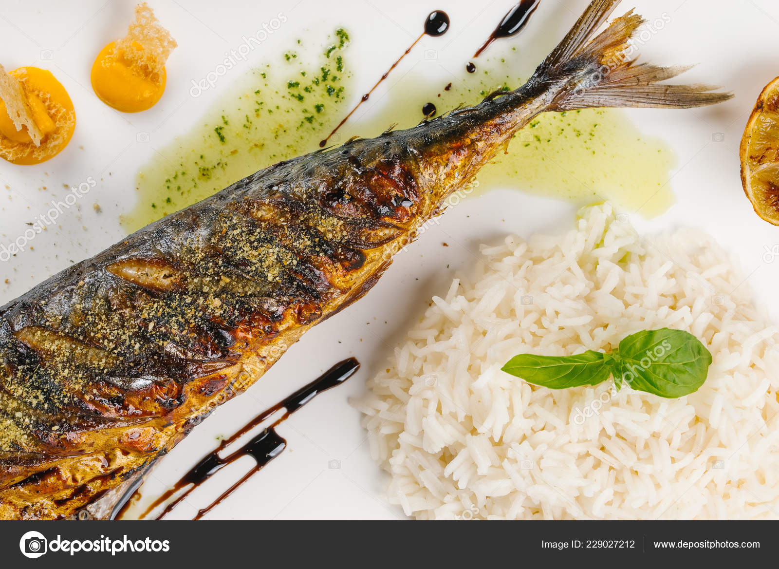 Fried Fish Plate Rice — Stock Photo © tytbil88 #229027212