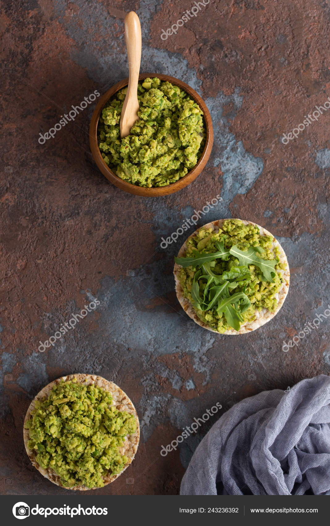 Crispy Rice Cakes Avocado Puree Herbs Stock Photo by ©tytbil88 243236392