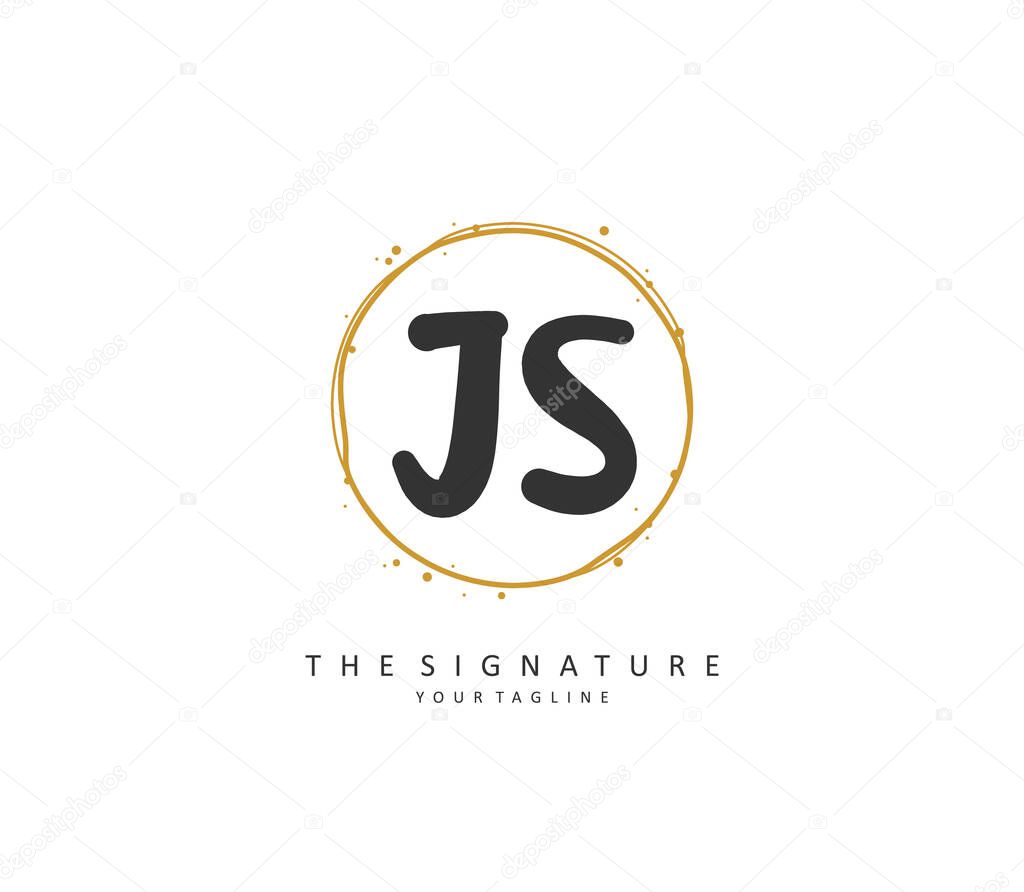 J S JS Inicial letra letra y firma logotipo. Un concepto de escritura a ...