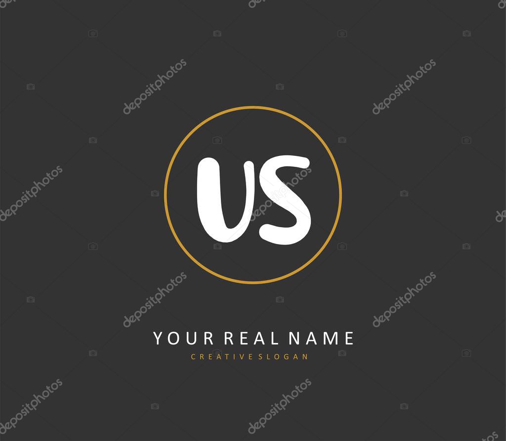 U S US Inicial letra letra y firma logotipo. Un concepto de escritura a ...