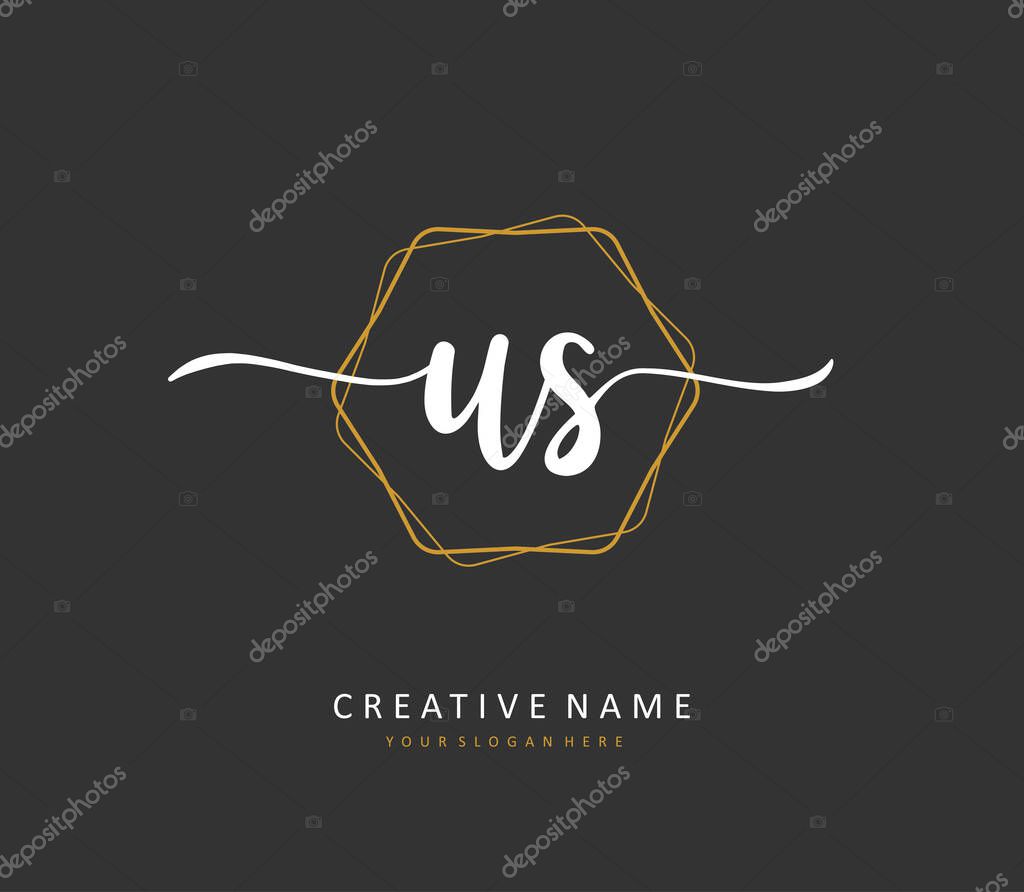 U S US Inicial letra letra y firma logotipo. Un concepto de escritura a ...