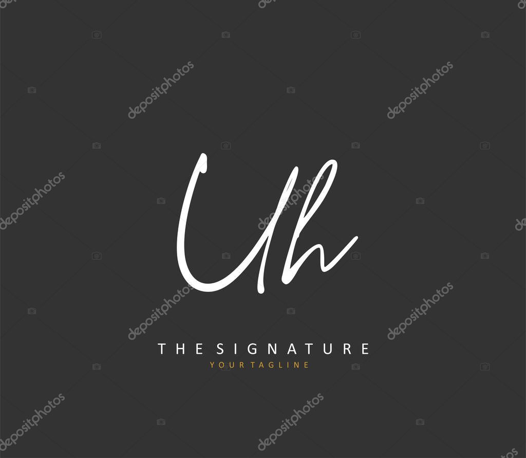 U H UH Letra inicial manuscrita y logotipo de firma. Un concepto de escritura a mano logotipo ...