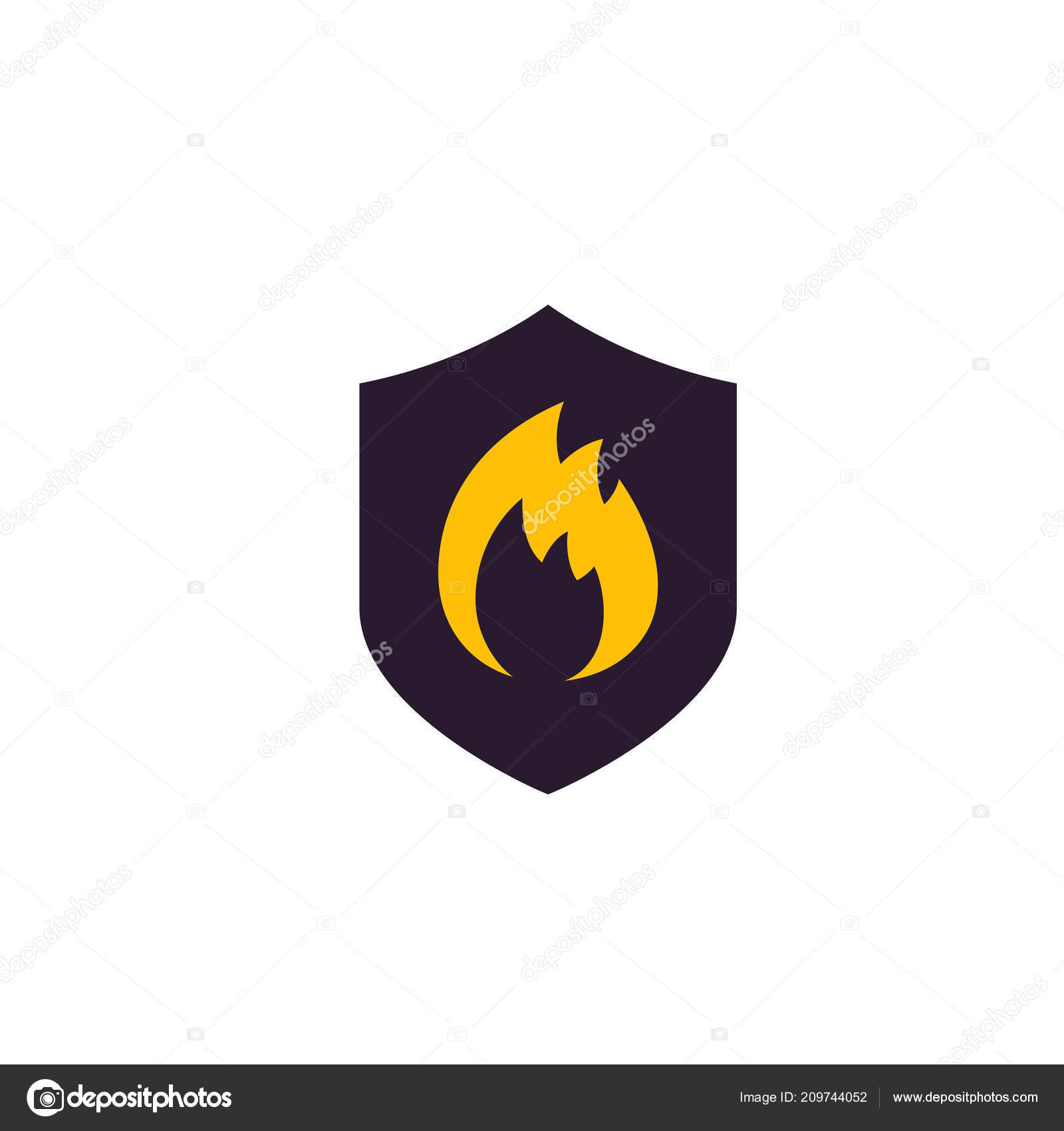 Fire protection icon with shield Stock Vector Image by ©nexusby #209744052