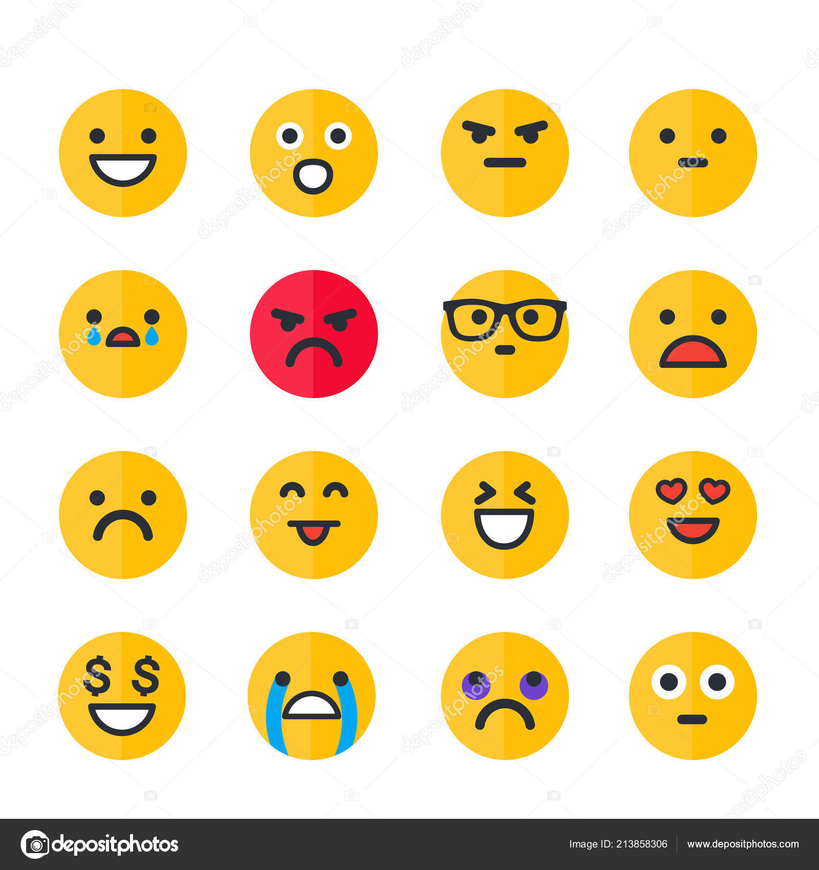 Emoticons set, emoji, smile icons on white Stock Vector by ©nexusby ...