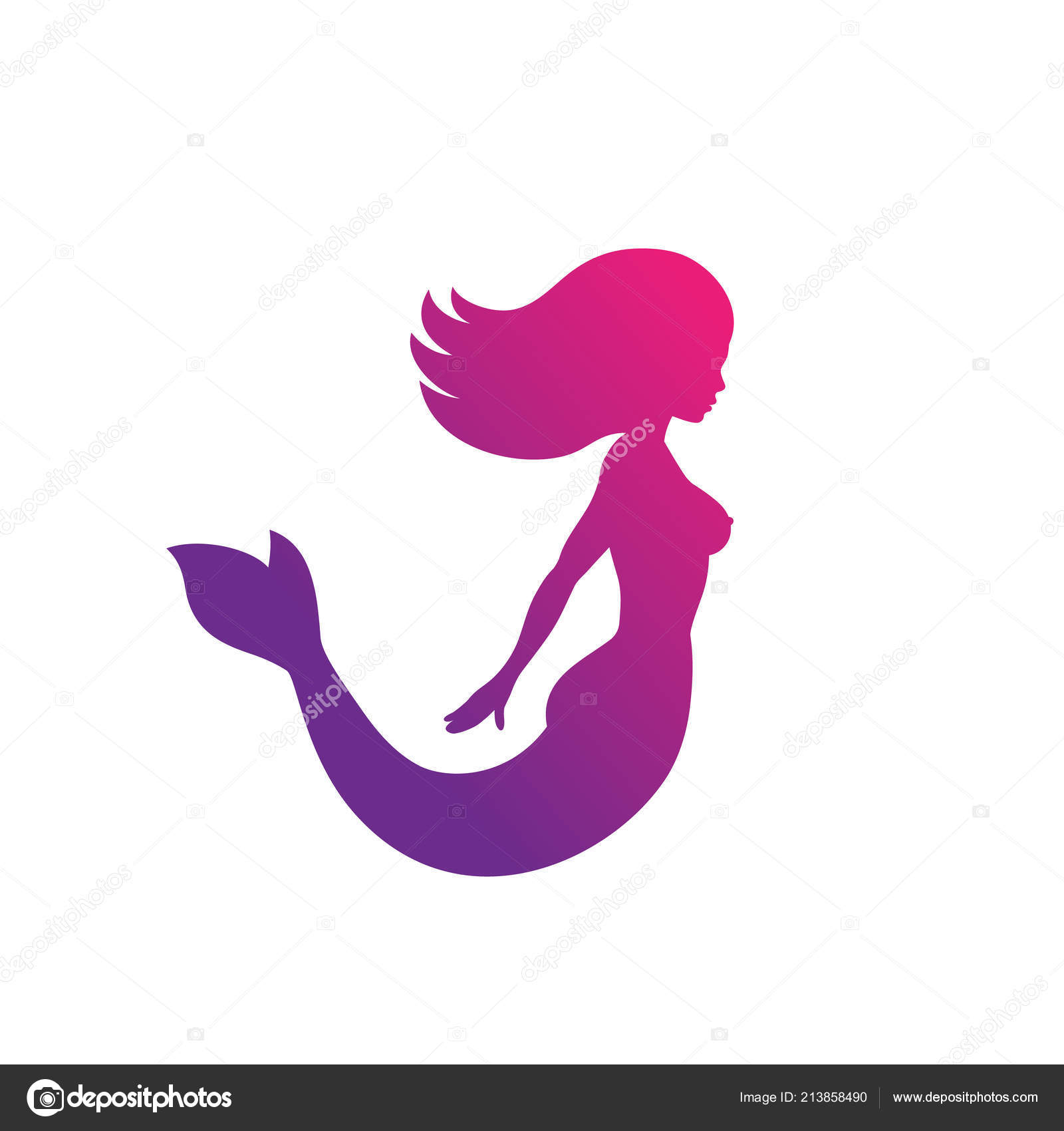 Mermaid silhouette on white vector illustration Stock Vector Image by ...
