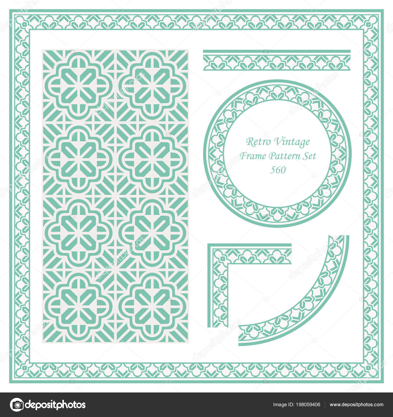 Vintage Border Seamless Pattern Background Set Curve Cross Geometry ...