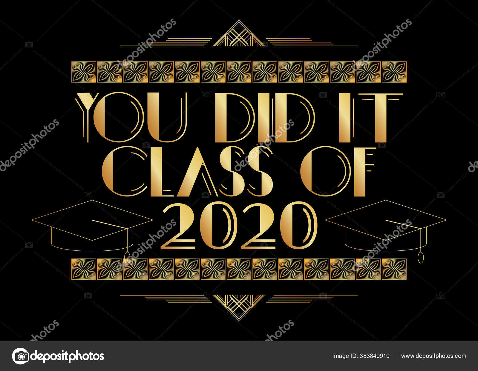 Art Deco You Did Class 2020 Text Decorative Greeting Card — Stock ...