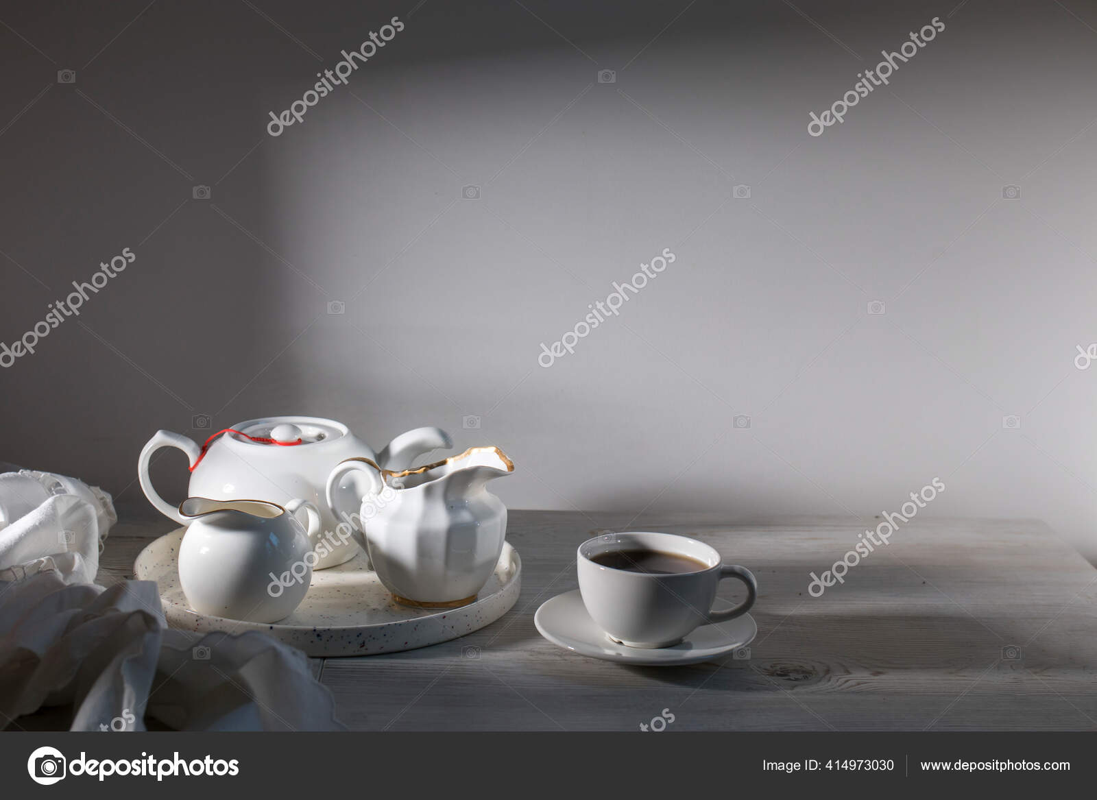 White Ceramic Tea Set Table White Background — Stock Photo ...