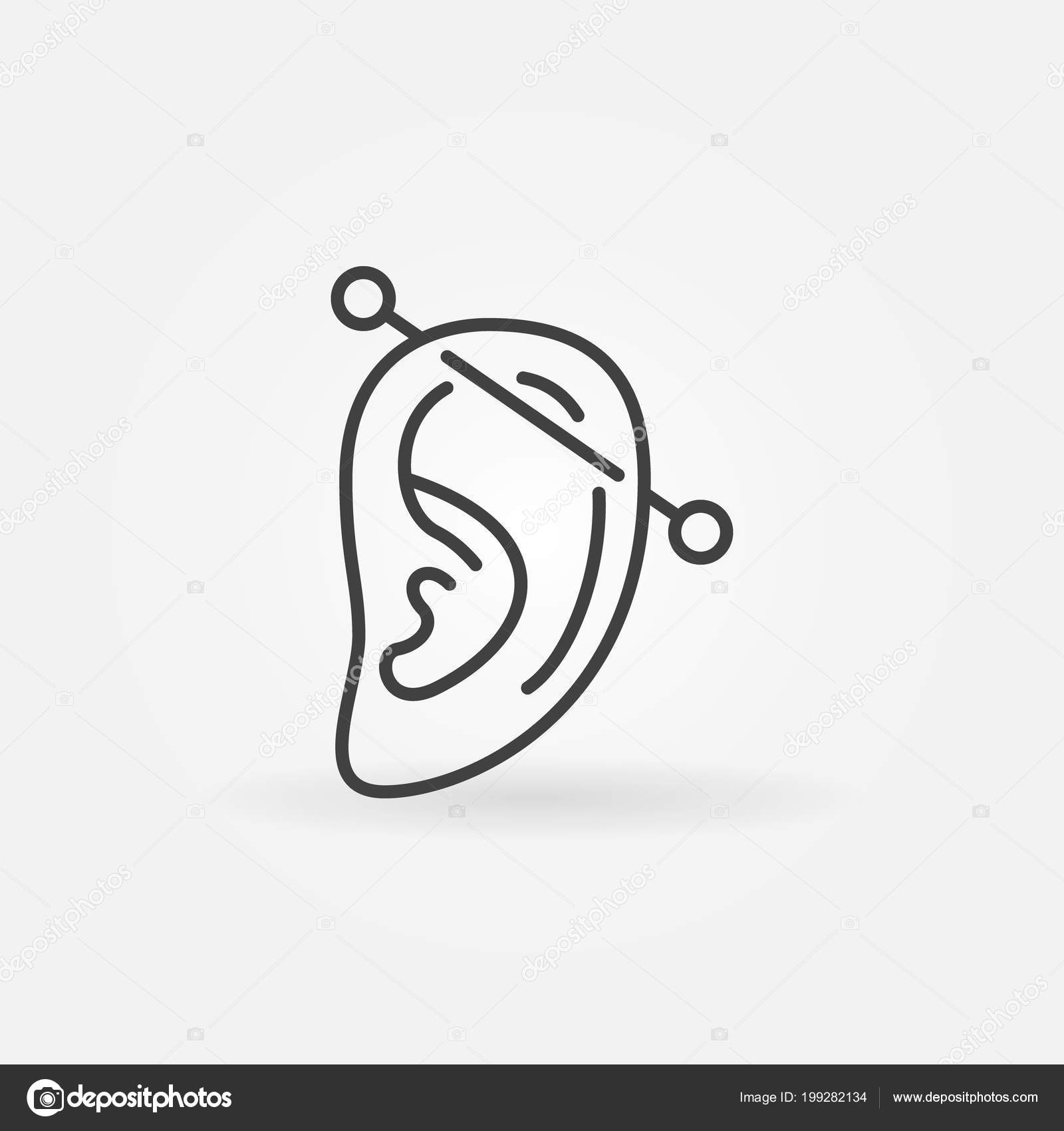 Ear piercing outline icon. Vector ear with piercing linear sign Stock ...