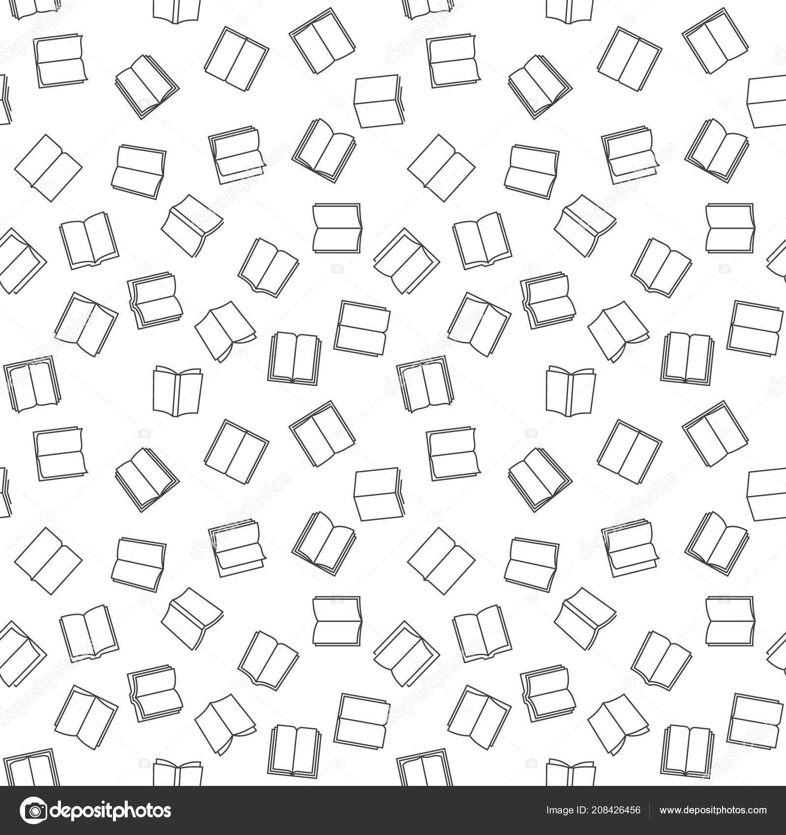 Book minimal seamless outline pattern. Vector background Stock Vector ...