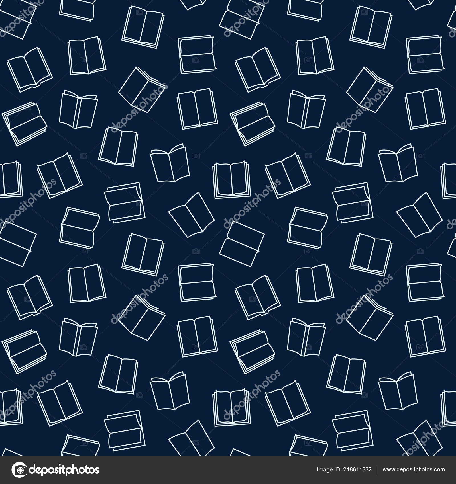 Vector books seamless pattern in thin line style Stock Vector Image by ...