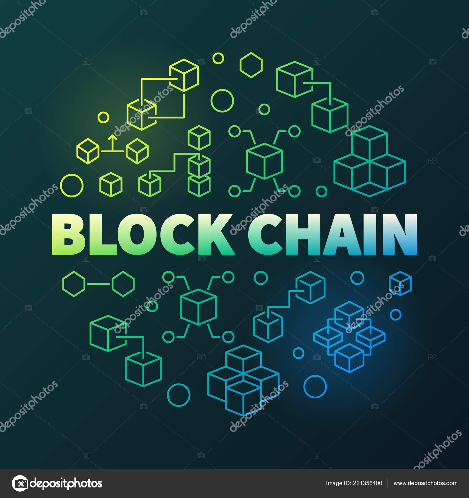 Block Chain vector round creative thin line illustration Stock Vector ...