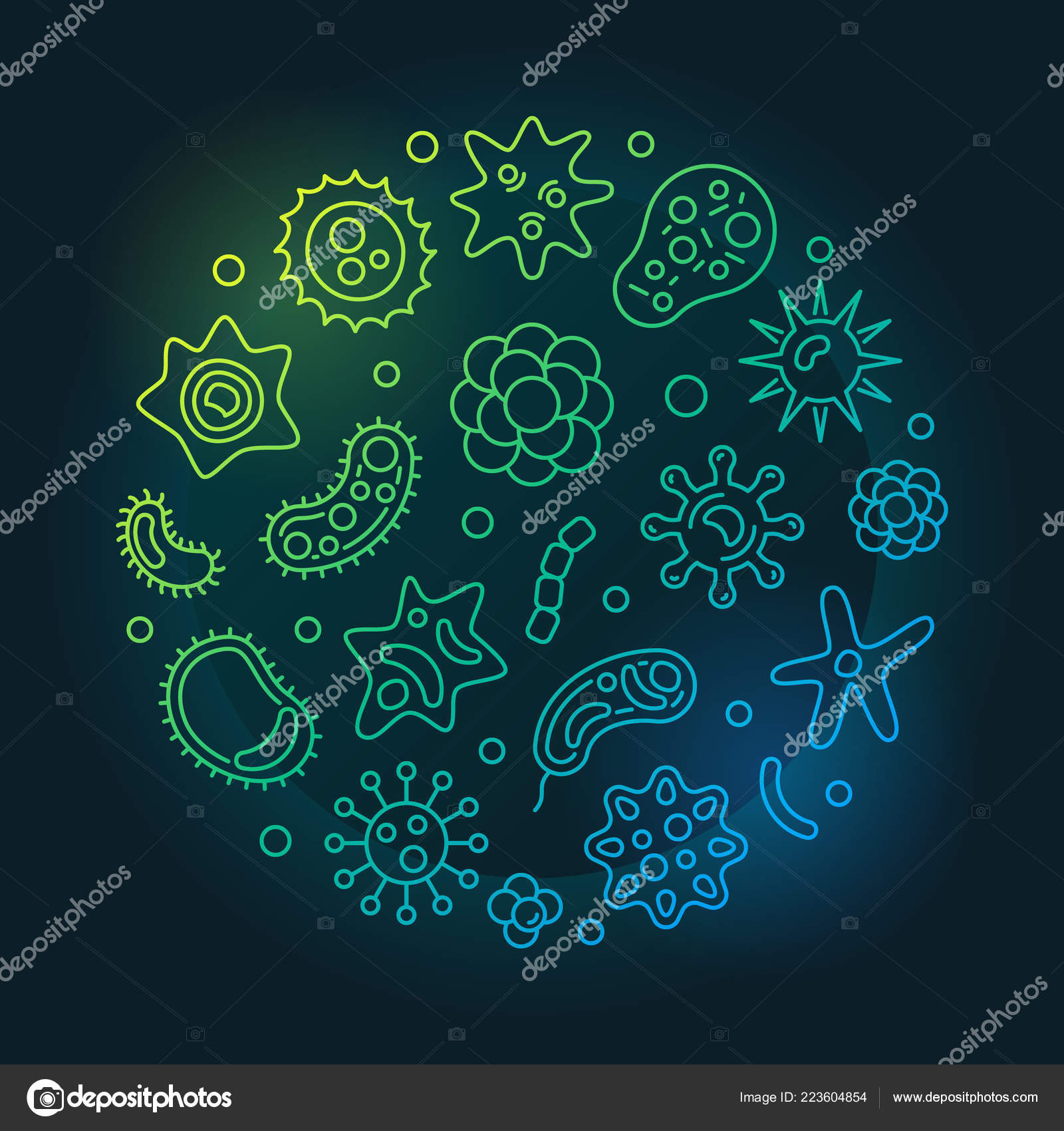 Microbiota humana redondo vetor colorido esboço ilustração Vetor de ...