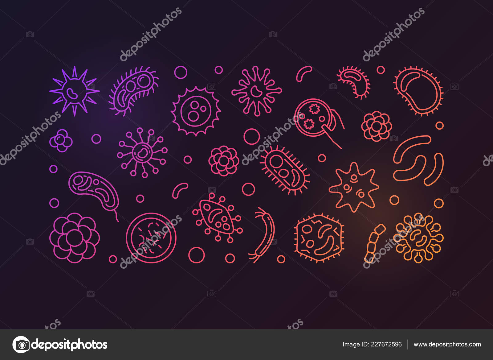 Virus Pathogen Colorful Horizontal Banner Vector Concept Bright ...