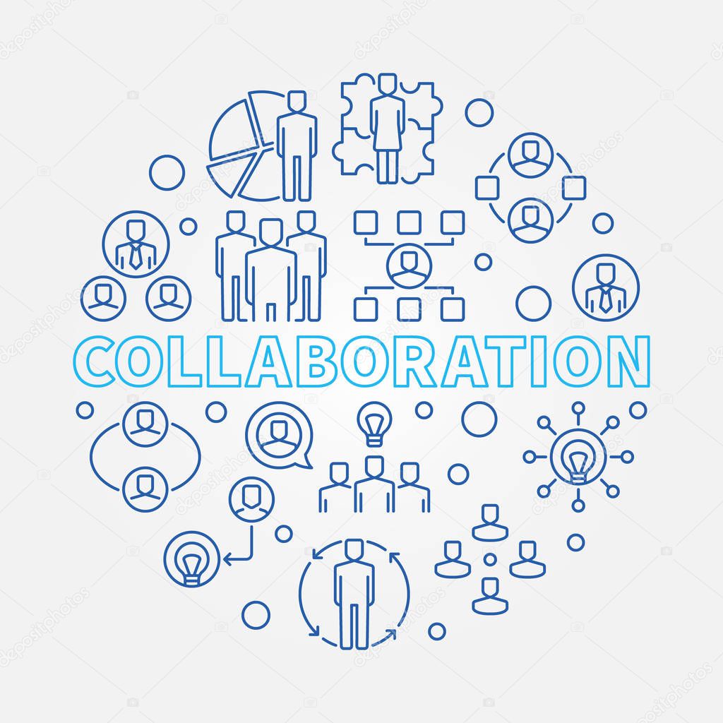 Colaboraci n vector redondo ilustraci n en estilo de esquema 2024