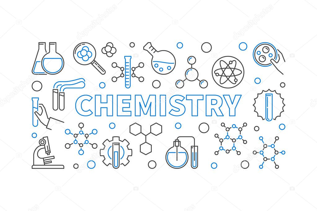 La química delinea la bandera horizontal. Ilustración vectorial 2024