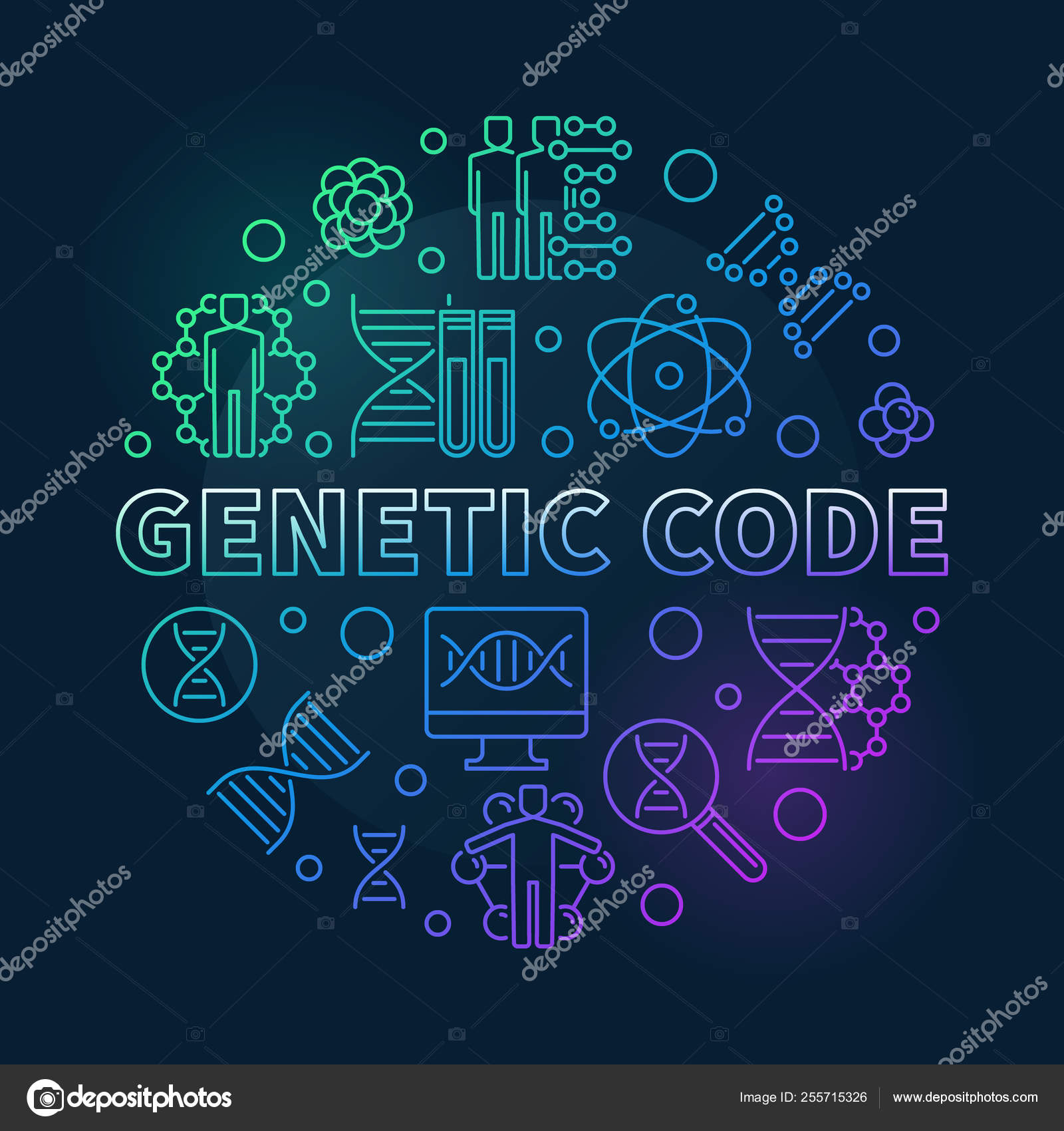 Genetic Code vector round colored outline illustration Stock Vector ...