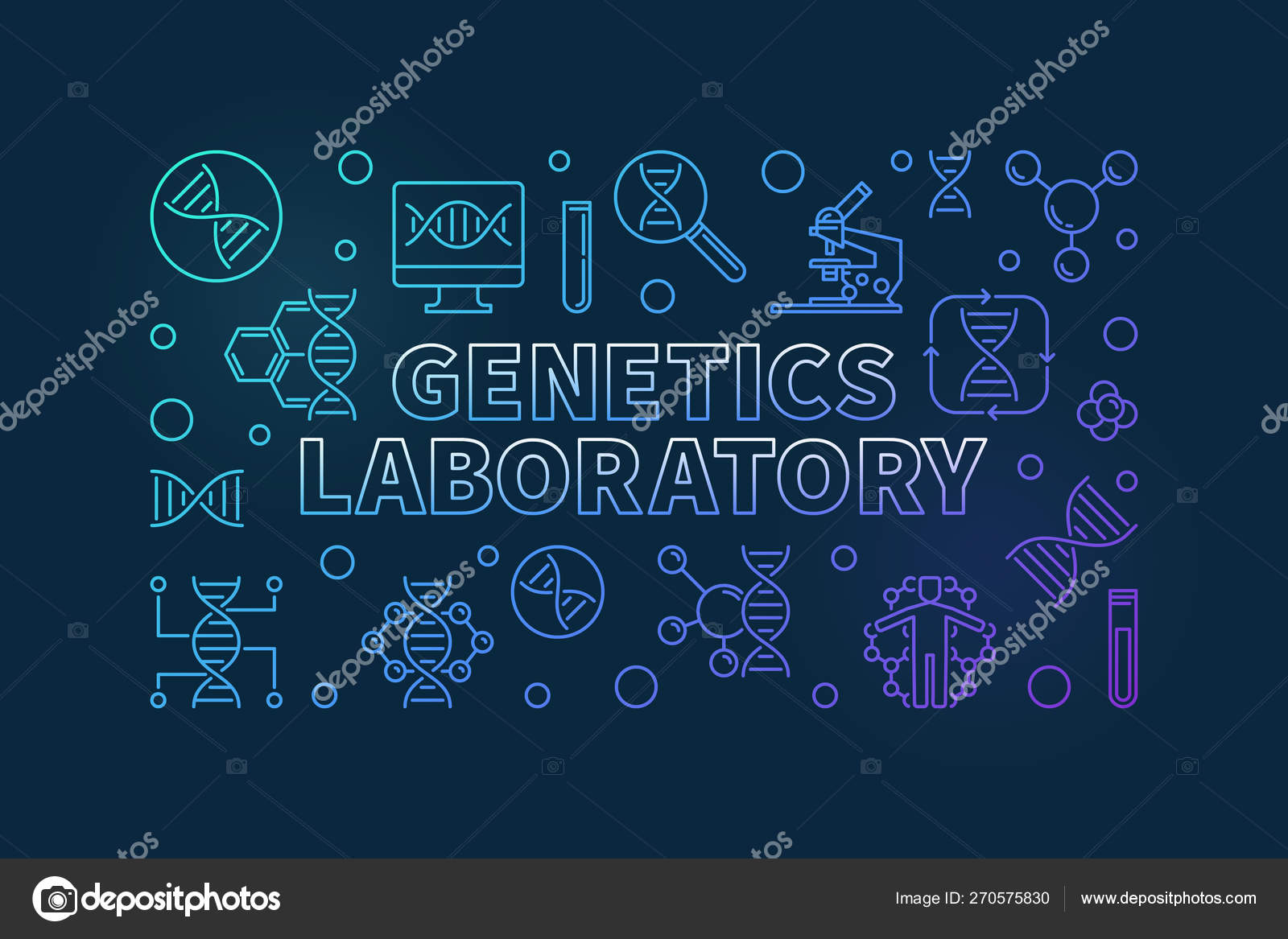 Genetics Laboratory vector colorful line horizontal banner — Stock Vector © sn3g #270575830