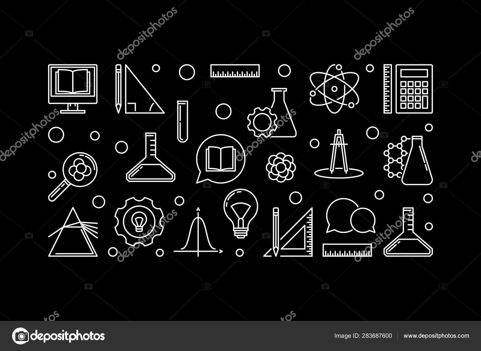 Back to School vector concept outline horizontal illustration Stock ...