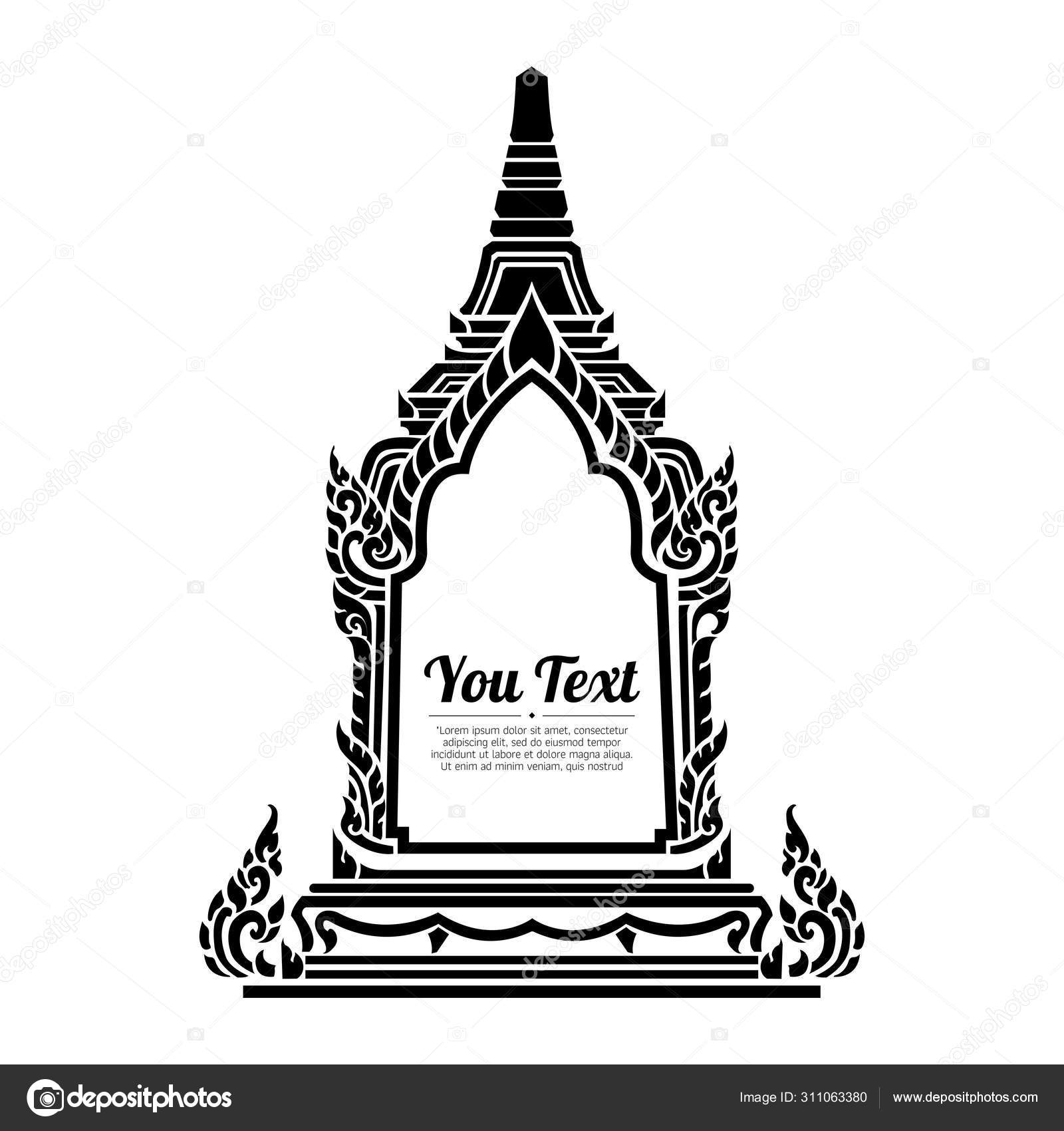 Line Thai Art Thailand Graphic Design Thai Art Ornament Frame — Stock ...