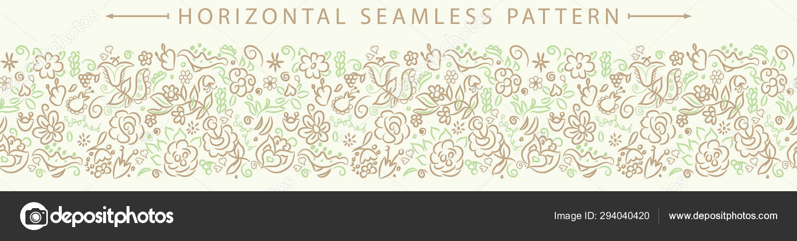 Vector horizontal seamless border with beautiful floral element Stock ...