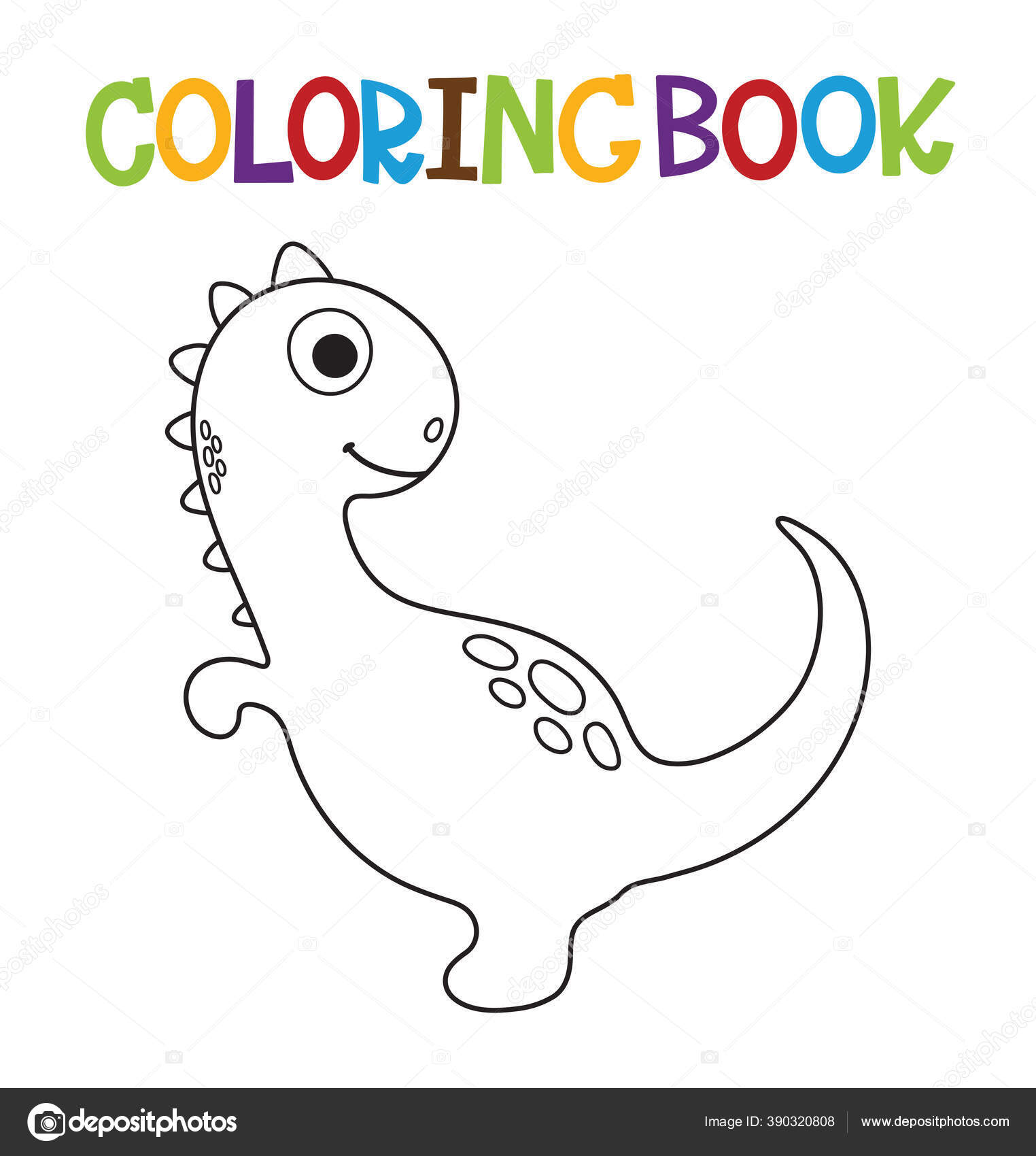 Linda Página Para Colorear Dino Dibujos Animados Ilustración Vectorial ...