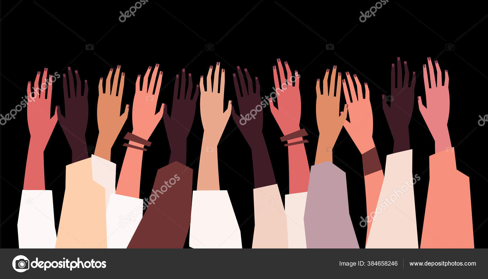 Human Hands Different Skin Color Stacked Support Group Unity Race Stock ...