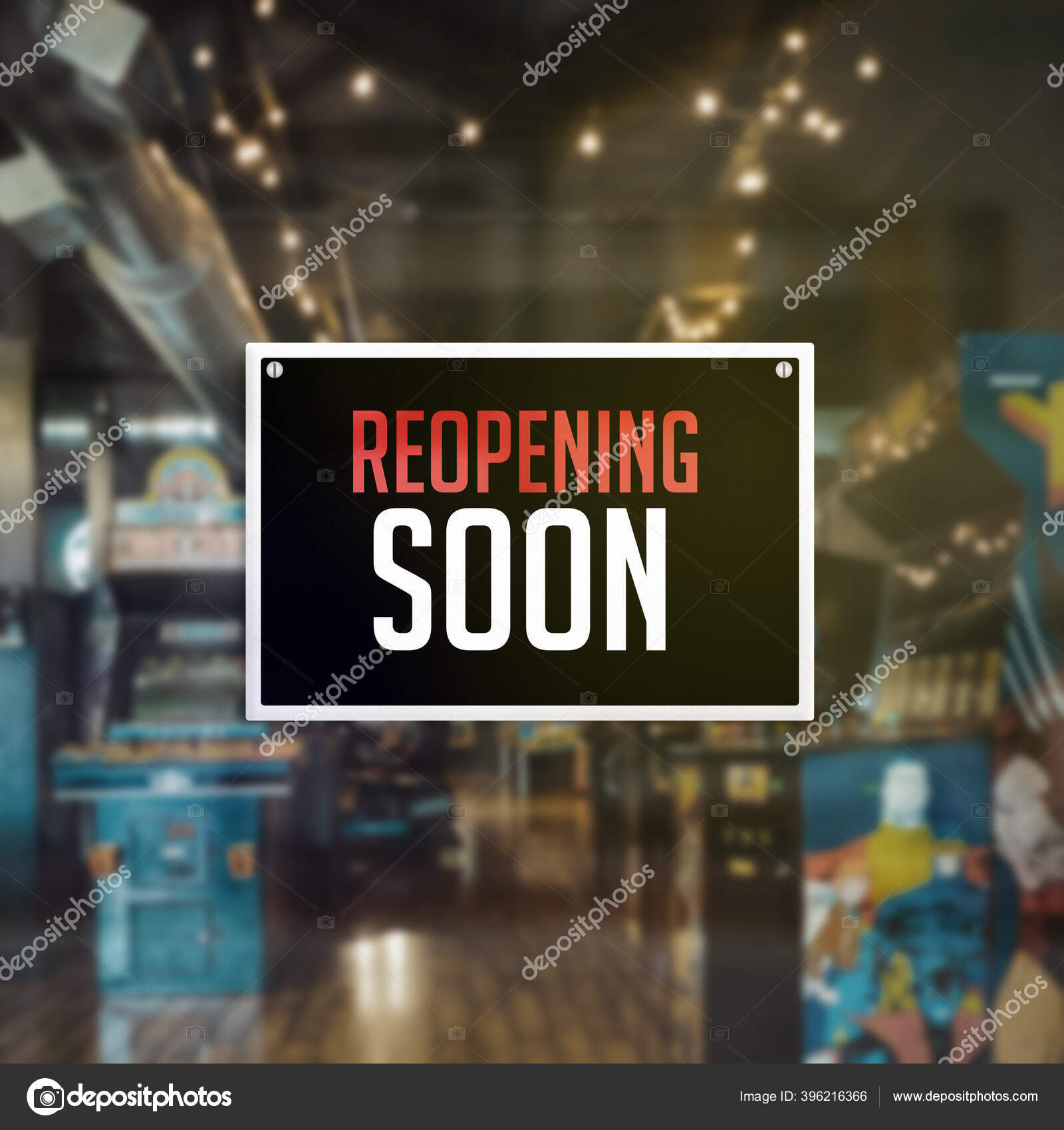 Reopening Sign Arcade Store Concept Business Recovery Lifting ...