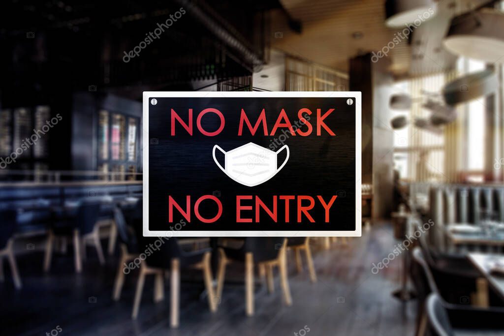 No Máscara no hay señal de entrada de un restaurante o cafetería ... No Máscara no hay señal de entrada de un restaurante o cafetería ...