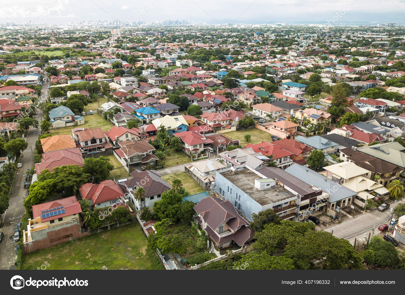 Aerial Upper Middle Class Subdivision Las Pinas Metro Manila Stock ...