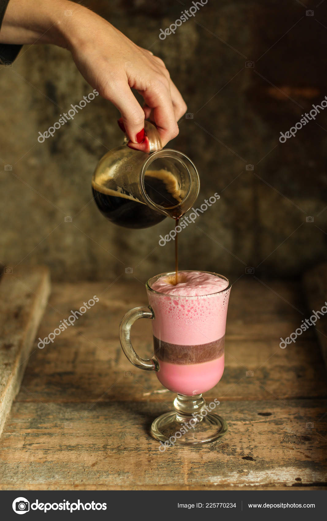 Lattebeetroot Beet Juice Pink Coffee Milk Transparent Cup Table Stock ...