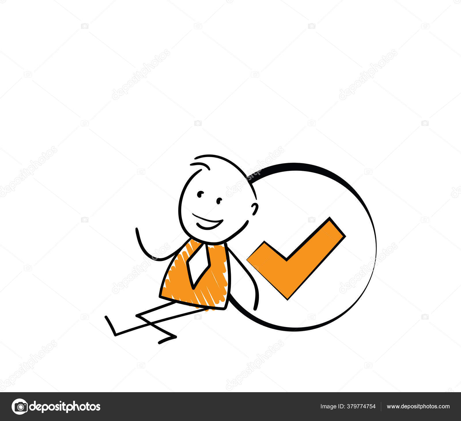 Businessman Office Worker Manager Check Mark Boy Hand Drawn Doodle ...