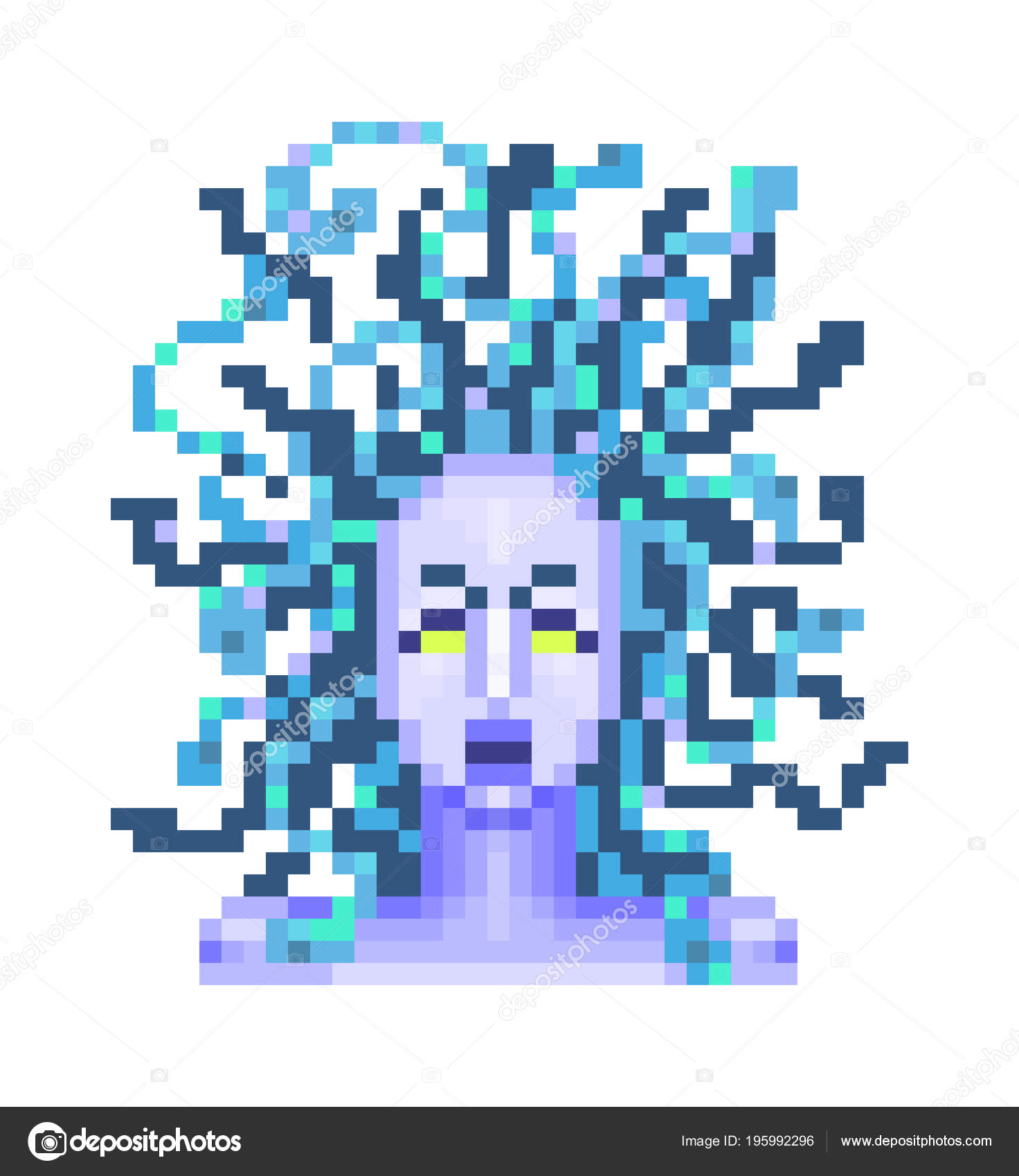 Screaming Medusa Gorgon Greek Mythology Monster Pixel Art Portrait ...