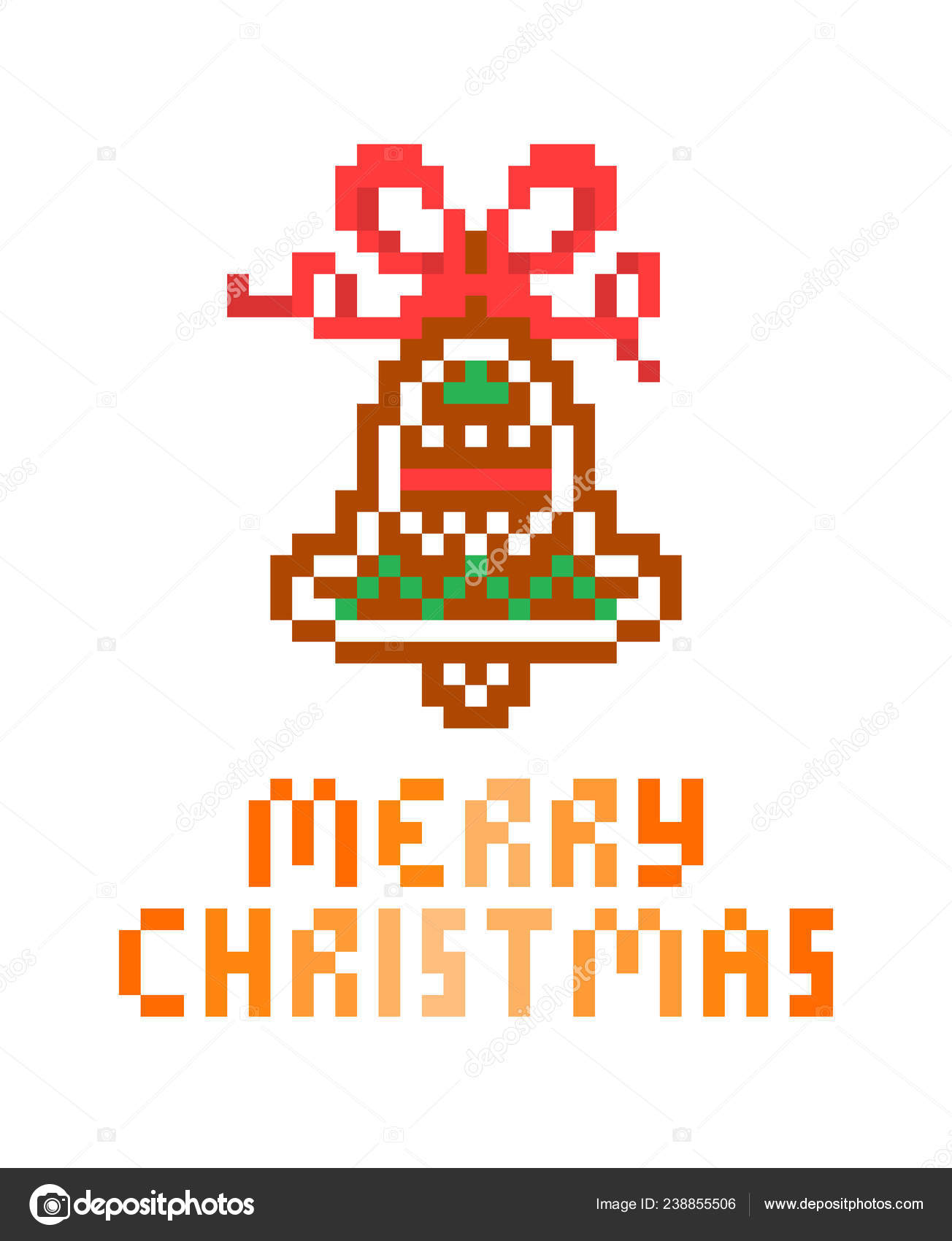 Gingerbread Bell Decorated White Red Green Sugar Icing Ribbon Bow Stock ...